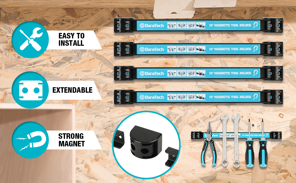 Amazon.com: DURATECH 4 Pack 12" Magnetic Tool Holder Strip, Heavy Duty Magnetic Tool Bar ...