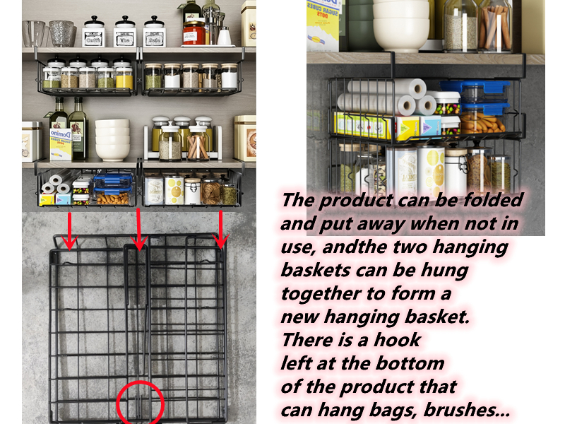 Amazon.com: 𝐔𝐧𝐝𝐞𝐫 𝐒𝐡𝐞𝐥𝐟 𝐁𝐚𝐬𝐤𝐞𝐭 Storage 2Pack - 12.6in Metal Under Shelf ...