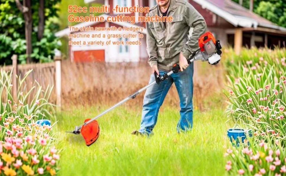 Amazon.com : 5 in 1Weed Trimmer,52cc 2-Stroke Gas Hedge Trimmer String Trimmer Brush Cutter Pole ...