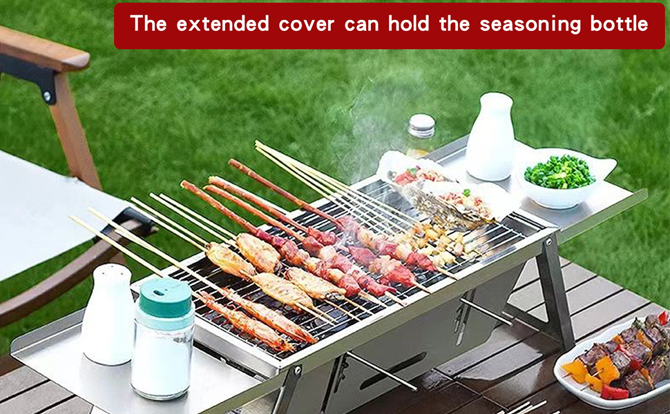 Amazon.com: Portable Charcoal Grill, 15-inch Outdoor Small Grill, Folding Stainless Steel 304 ...