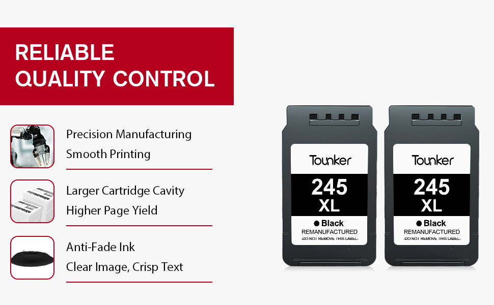 Amazon.com: Tounker Compatible Ink Cartridge Replacement for Canon 245XL (Black, 2 Pack ...