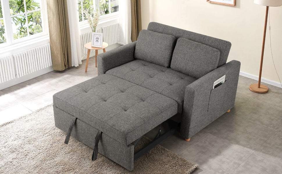 Amazon.com: SEJOV Sleeper Sofa Bed, 3-in-1 Convertible Sofa Chair, Linen Fabric Pull Out Couch ...