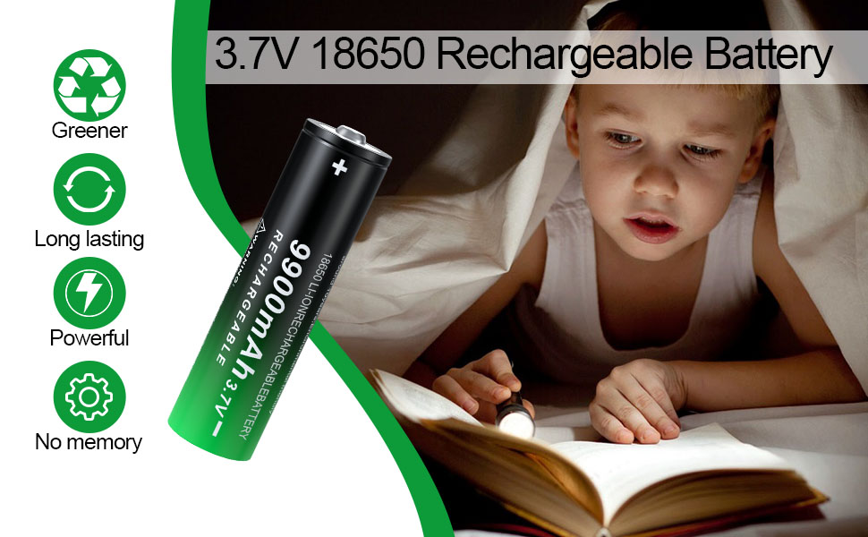 Amazon.com: zuein 18650 Rechargeable Battery 9900mAh Button Top 3.7V Lithium Batteries for ...
