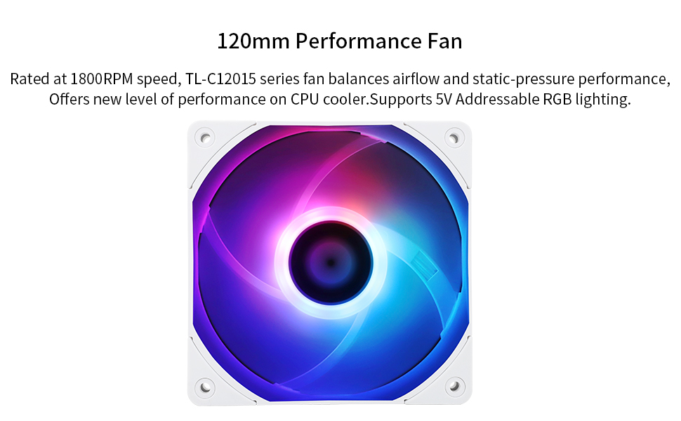 Thermalright AXP120-X67 White ARGB Low Profile CPU Air Cooler with Quite 120mm TL-C12015W-S PWM ...