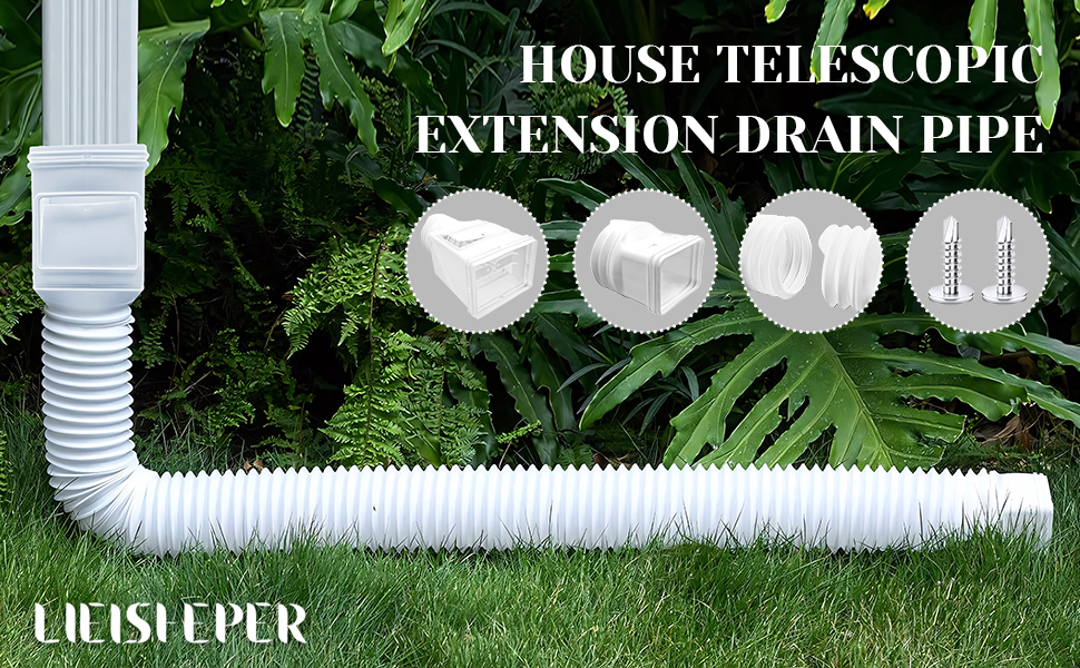 Rain Gutter Downspout Extensions,2 Pack Flexible Drain Downspout ...