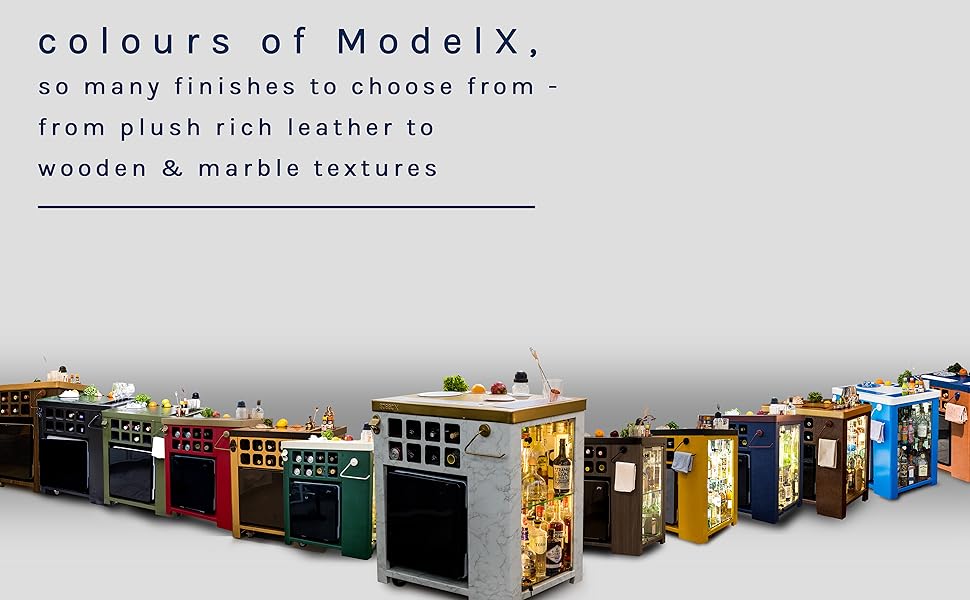 SpeedX Home Bars - Model X Home Bar Cabinet Wooden Vinyl & Matt Gold Finish with Built in 30L ...