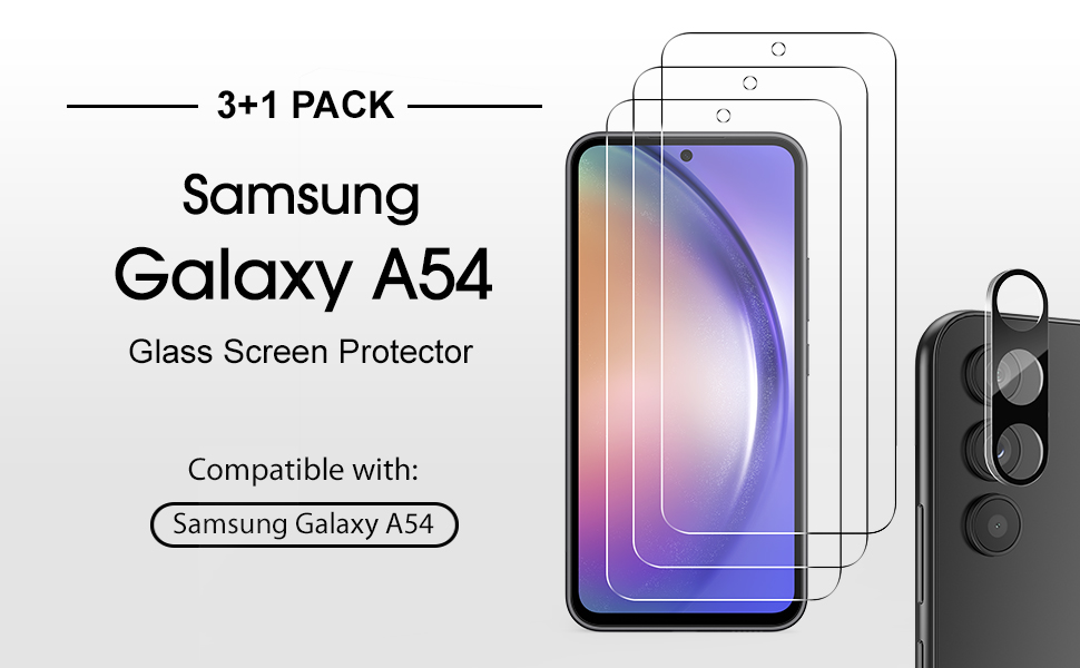 Amazon.com: amFilm 3+1 Pack Tempered Glass Screen Protector for Samsung Galaxy A54 5G 6.4" 2023 ...