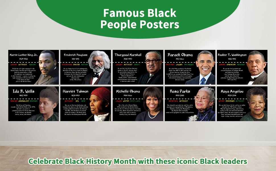 Amazon.com: Arosche Black History Month Decorations Posters 10pc Famous ...