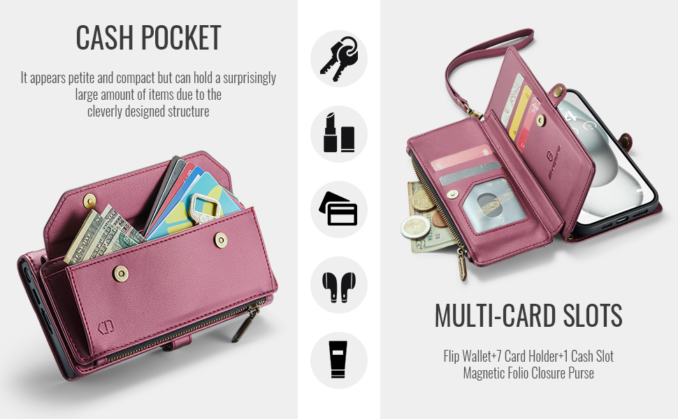 Amazon.com: Strapurs Crossbody Wallet Case Compatible with iPhone 13 RFID Blocking 7-Card Holder ...