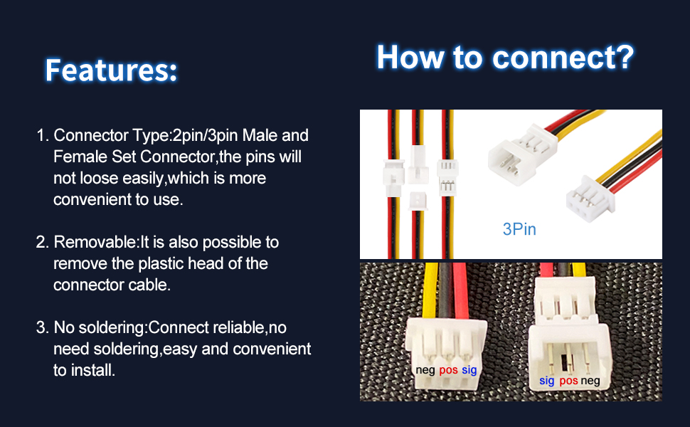 LYJEE 30 Pairs 1.25mm JST 3 Pin Micro Electrical Male and Female Connector Plug for LED Light ...