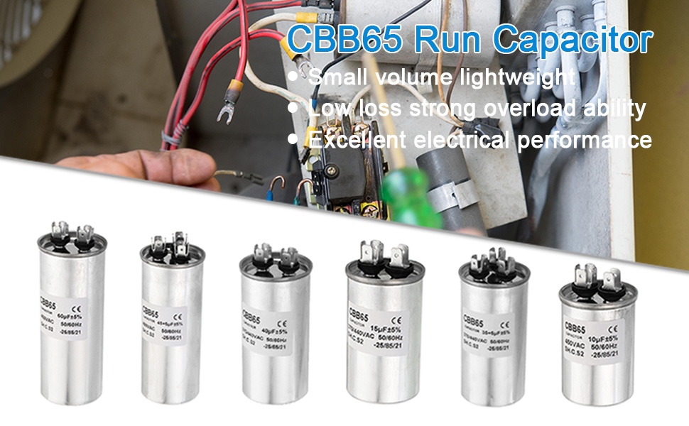 PATIKIL 6uF 6MDF 450VAC Fan Start Capacitor,2Pcs CBB65 Circular Run Capacitor for Air ...