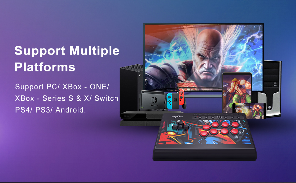 Amazon.com: PXN X8 Arcade Stick - Fight Stick Joystick with Turbo and Green Axis Mechanical ...