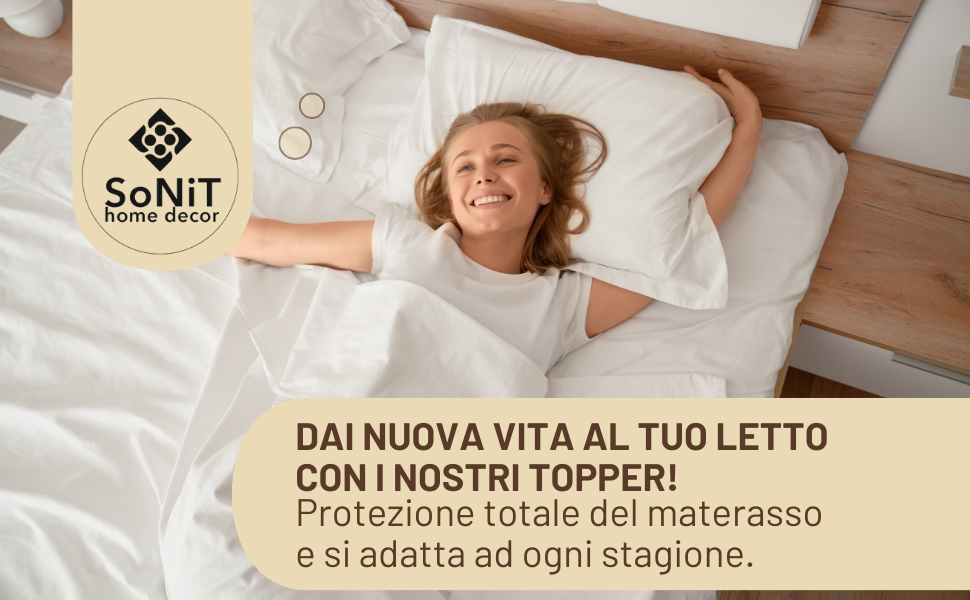 SONIT - Topper Matrimoniale 160x190 - Topper Materasso Matrimoniale Termoregolante e ...