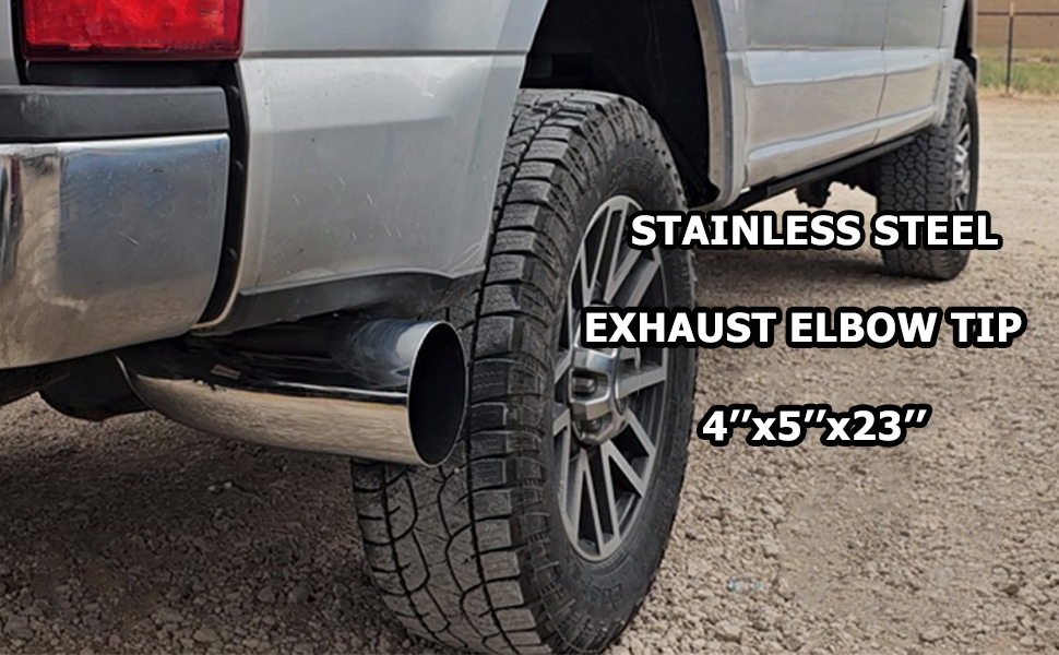 Amazon.com: 4 Inch Stainless Steel Diesel Exhaust Elbow Tip, 4'' Inlet 5'' Outlet 23'' Long ...