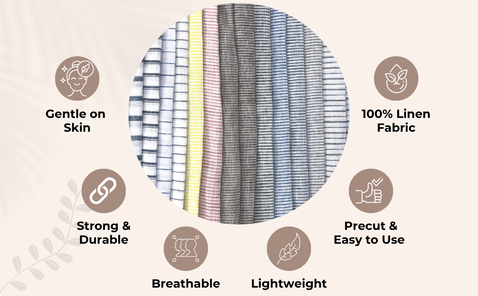 Amazon.com: 100% Linen Fabric – Lightweight Prewashed – Horizontal Stripe Patterns – Precut ...