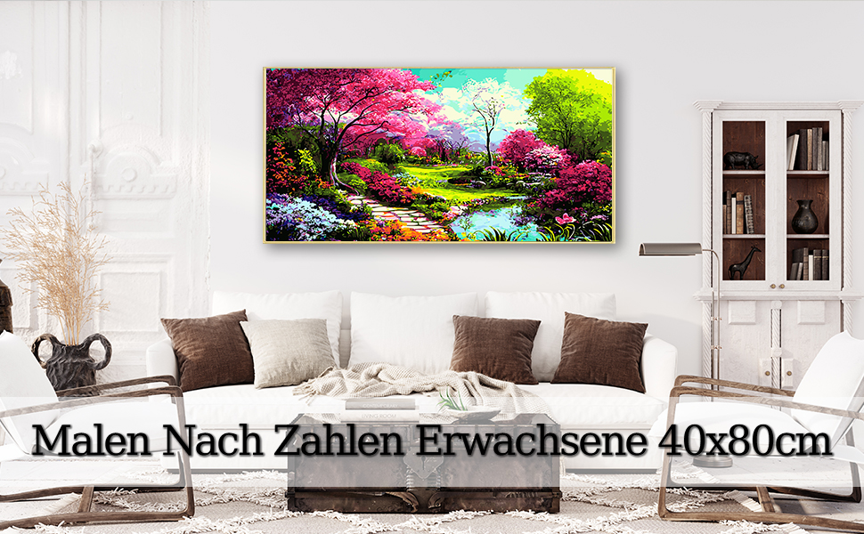 Hjjdiyes Malen Nach Zahlen Erwachsene Blume Landschaft 80 X 40 Cm - Diy Bastelset Erwachsene ...