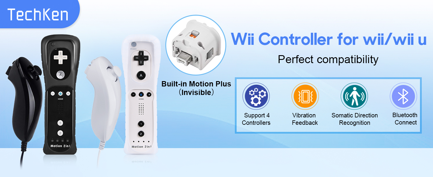 Amazon.com: 2 Pack Wii Controllers with Motion Plus, includes Black and ...