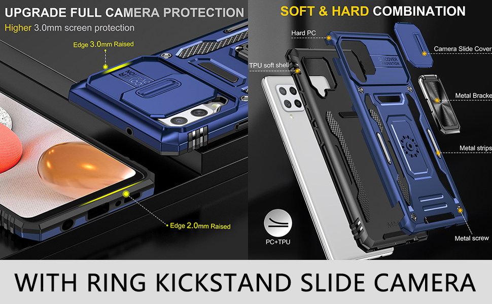Amazon.com: KOBBRAN for Samung Galaxy A42 5G Case with Slide Camera Cover Ring Kickstand ...