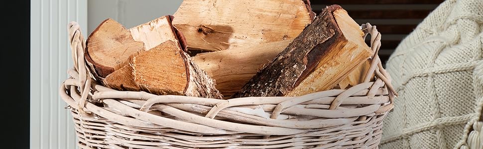 Rustic Countryside Style Chunky Wicker Fireside Heavy Duty Log Baskets ...