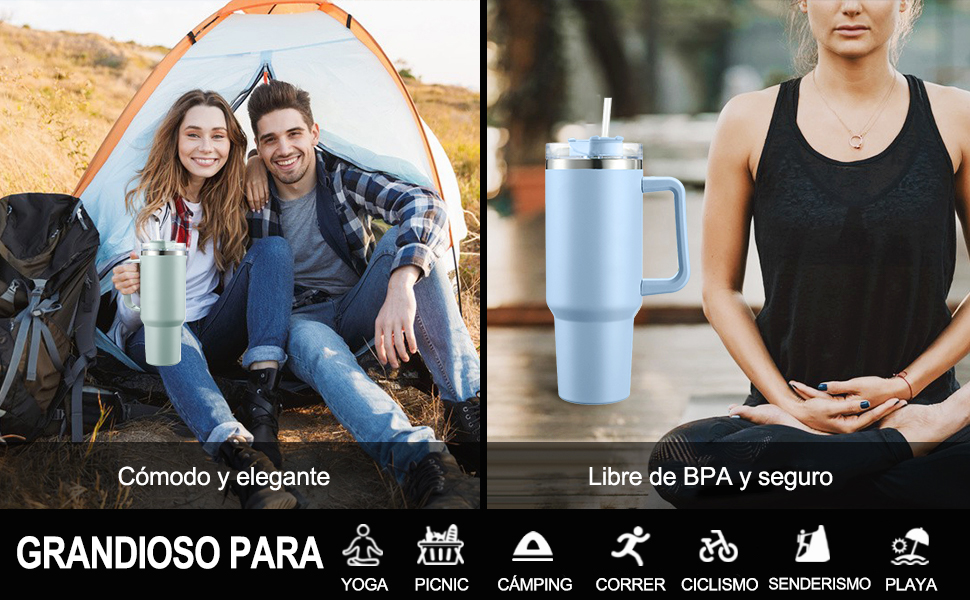 40OZ Vaso Térmico de Acero Inoxidable, Easytao Taza Termica Frio y Caliente para Cafe con Tapa y ...