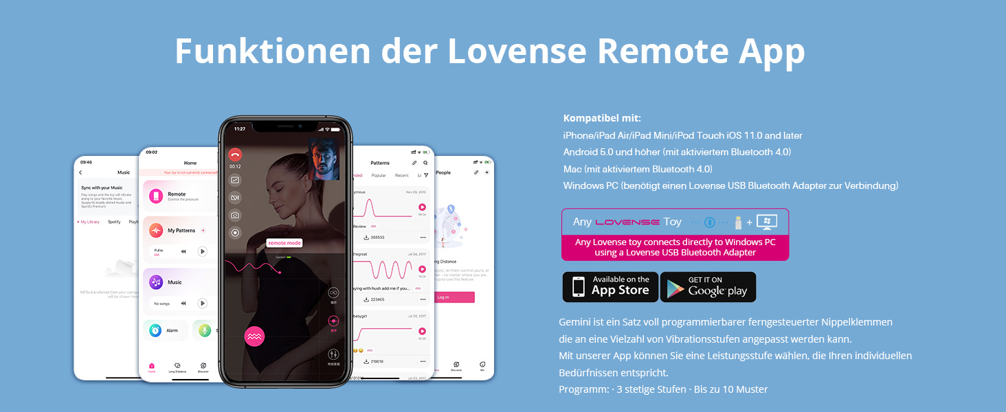 LOVENSE Gemini Bluetooth Verstellbare Vibrierende Nippelklemmen mit APP, Brustwarzen Nipple ...