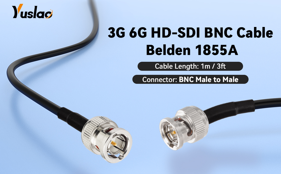Amazon.com : Yuslao 3G/6G/12G SDI Cable 3FT BNC Male to Male 75 Ohm Video Cable Thin & Short ...