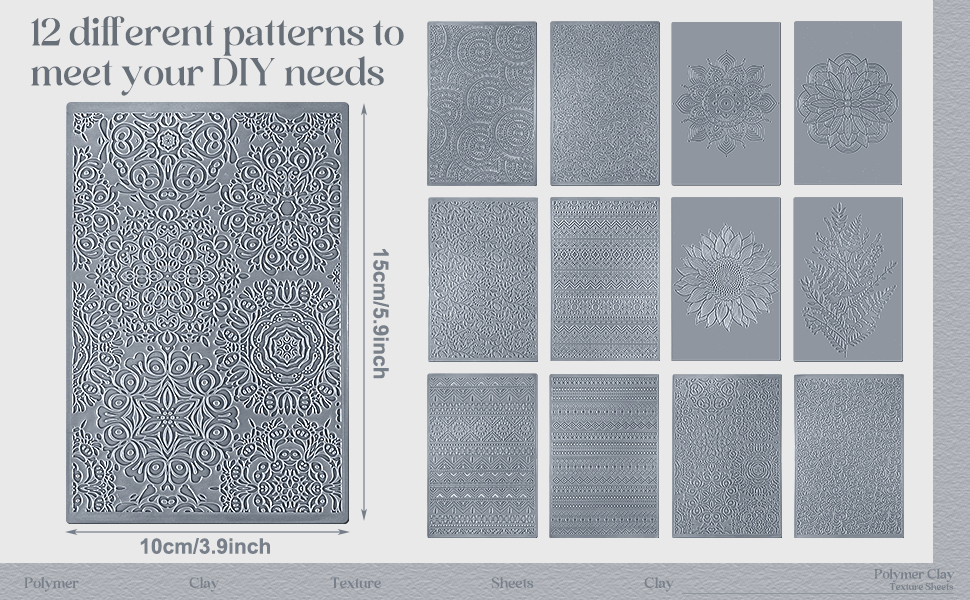 Amazon.com: DoubleFill 12 Pcs Polymer Clay Texture Sheets Mat Works ...