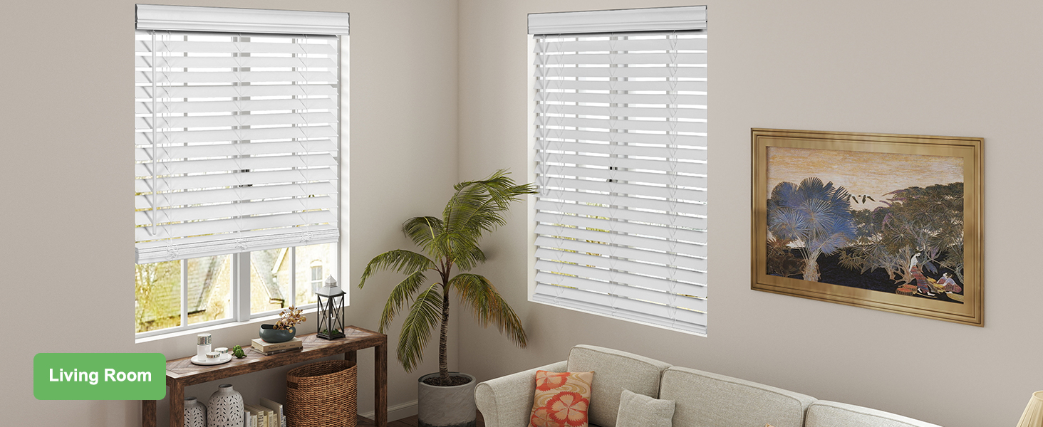 Amazon.com: SEEYE 2 Inch Faux Wood Blinds for Indoor Windows with Crown Valance, Cordless Room ...