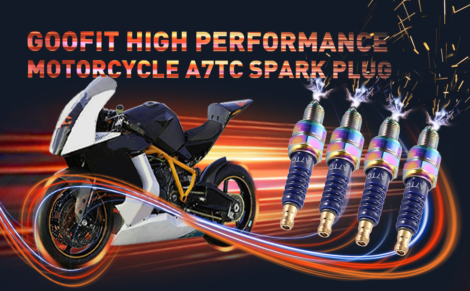 GOOFIT 4 Pcs Set High Performance Motorcycle A7TC Spark Plug Replacement For 50cc 70cc 90cc ...