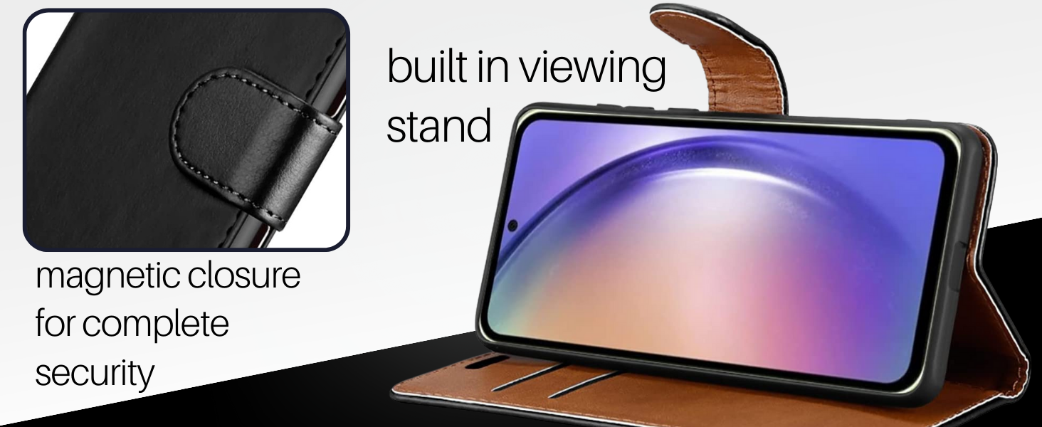 iCatchy for Samsung Galaxy A34 5G Case Leather Wallet Book Flip Folio Stand View Shockproof ...