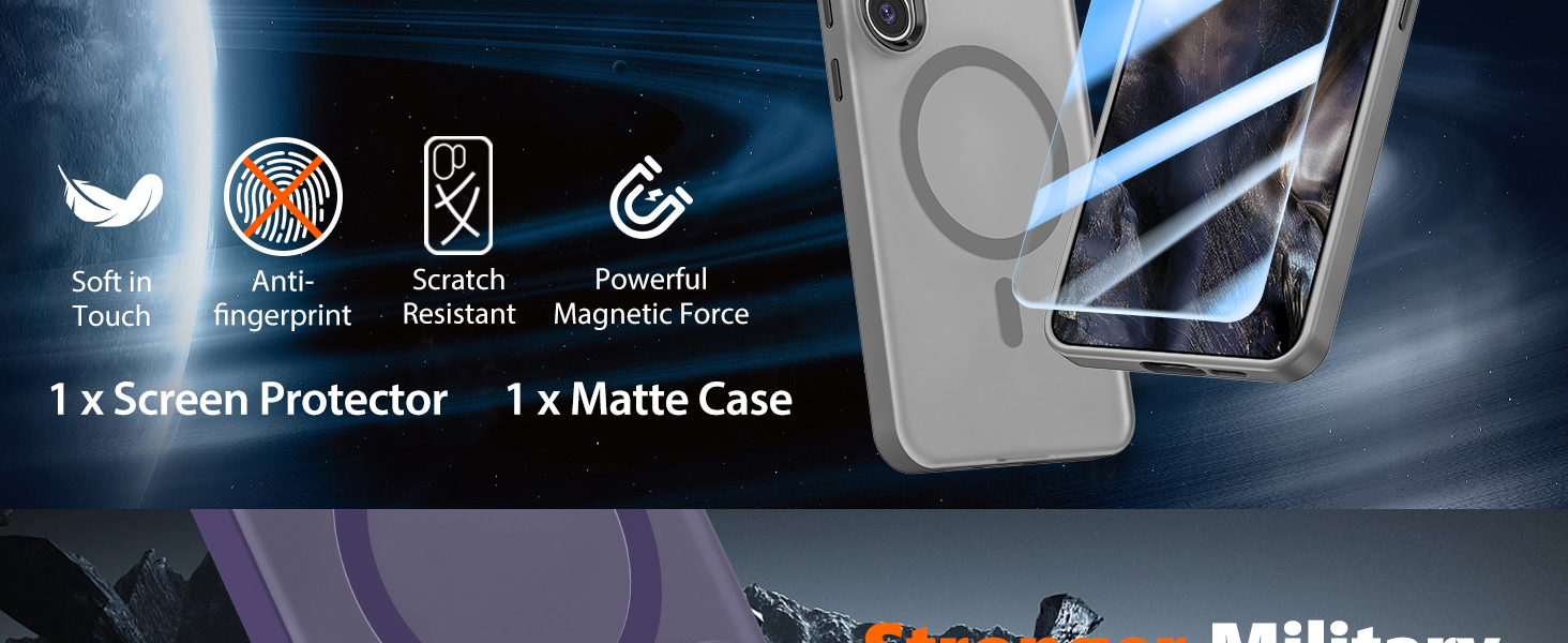 MATEPROX Magnetic Case for Samsung Galaxy S25 with Screen Protector, Compatible with MagSafe ...