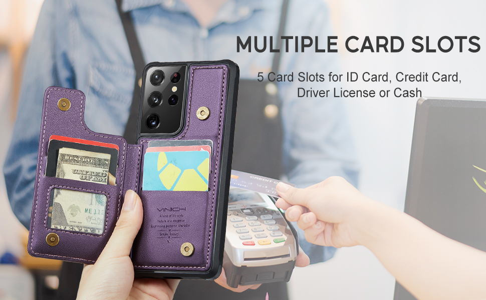 Amazon.com: Vinich for Samsung Galaxy S21 Ultra Wallet Case with Card Holder, RFID Blocking ...