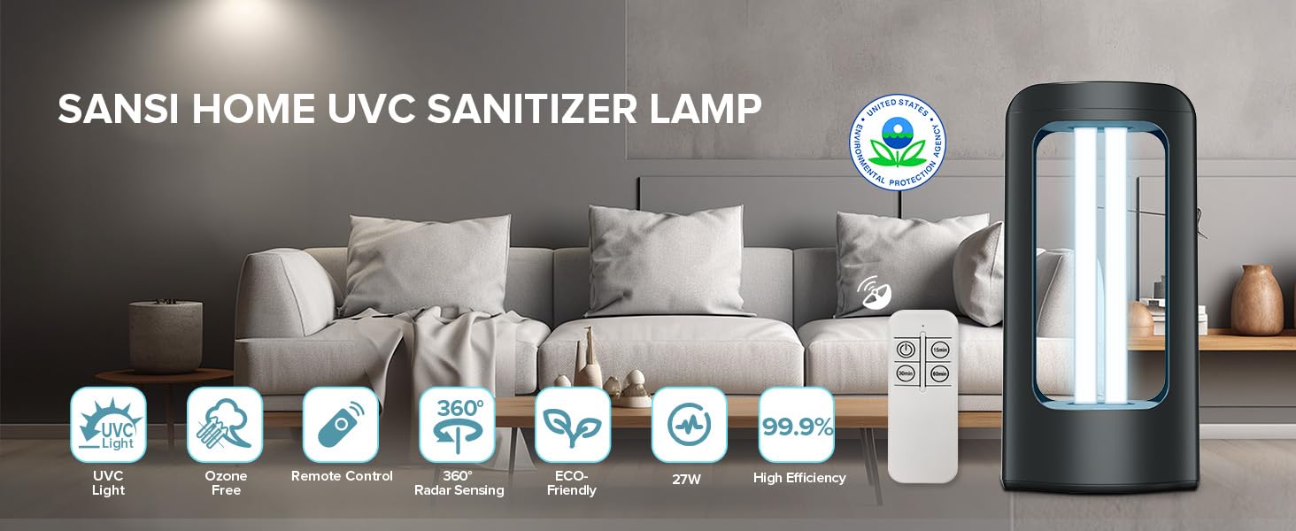 Amazon.com : SANSI Upgrade UV Light Sanitizer with Remote Control Timer, 99.9% UVC Lamp 254nm ...