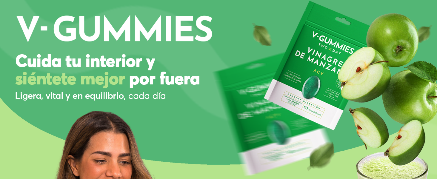 V Gummies - Gominolas de Vinagre de Manzana para Salud Digestiva - Apple Cider Vinegar Gummies ...