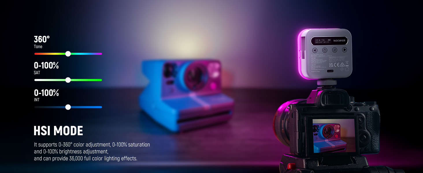 Amazon.com: NEEWER Basic Magnetic RGB Video Light, 360° Full RGB Mini LED Camera Light CRI96 ...