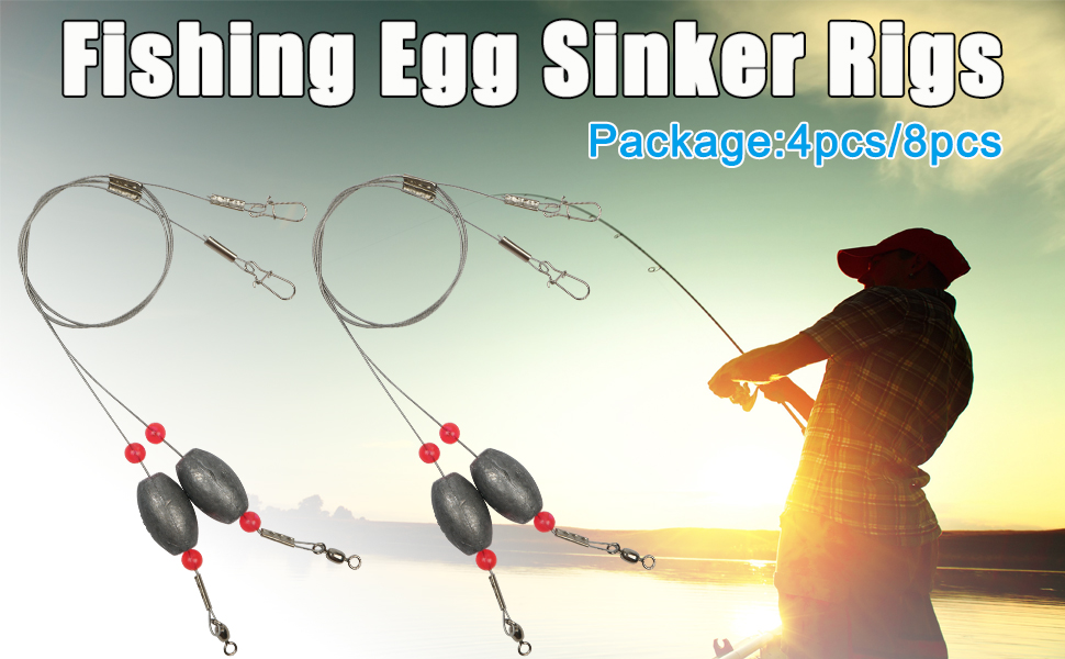 Amazon.com : Fishing Weights Egg Sinker Rigs,2pack/4pack Fishing Rigs Carolina Rig Flounder Rig ...