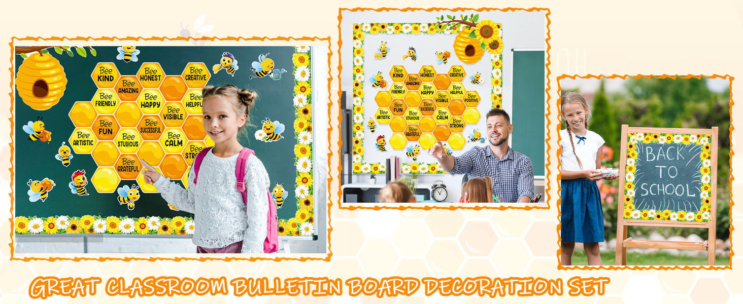 Amazon.com: 66 Pieces Bee Bulletin Board Decorations - Bee Hive Theme ...