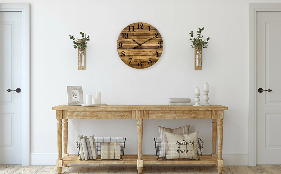 Amazon.com: Alarmore Farmhouse Wall Clock, 24 Inch Large Wall Clocks ...