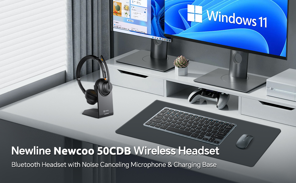 Amazon.com: N newline Wireless Headsets with Mic, 5.1 Bluetooth Headset ...