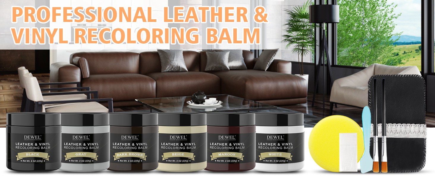 DEWEL Leather Recoloring Balm, Black Leather Color Restorer for Scratched and Faded, Leather ...