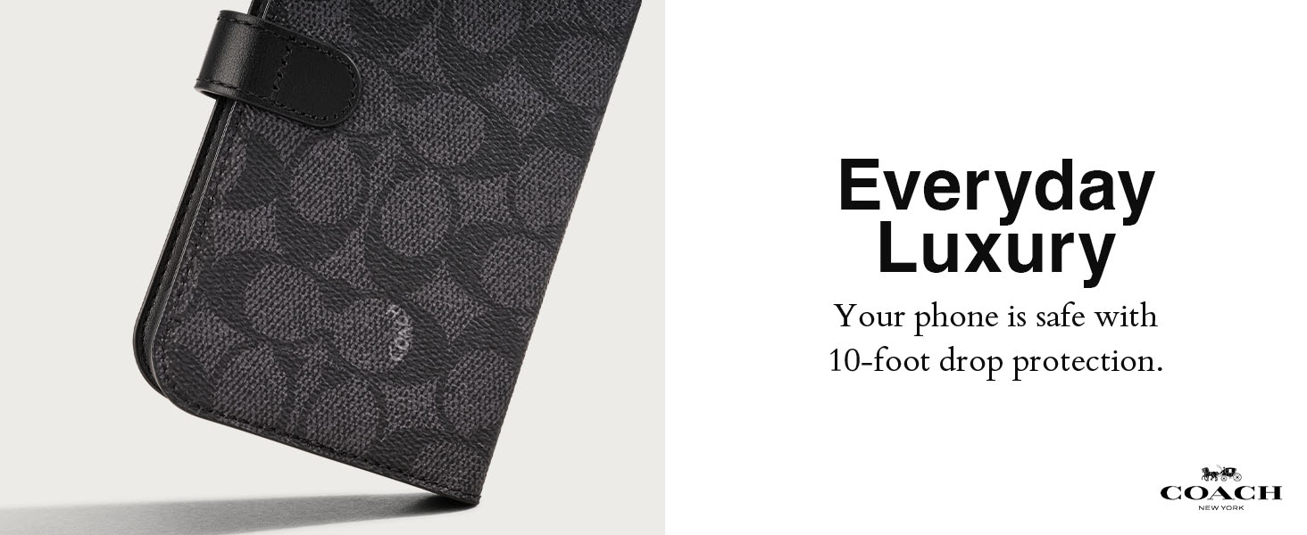 Amazon.com: Coach Signature Canvas Two Piece Detachable Wallet Folio iPhone 15 Pro Case ...