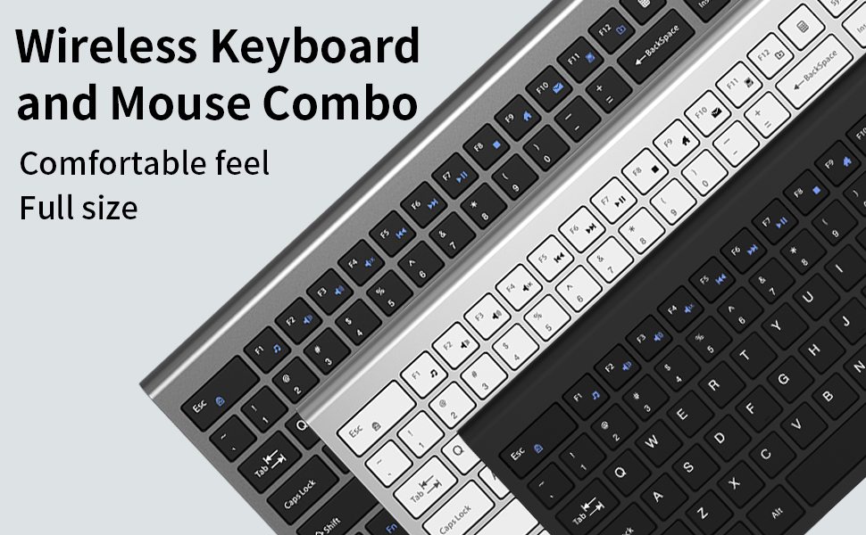 Amazon.com: Wireless Keyboard and Mouse Combo, Silent Full-Size ...