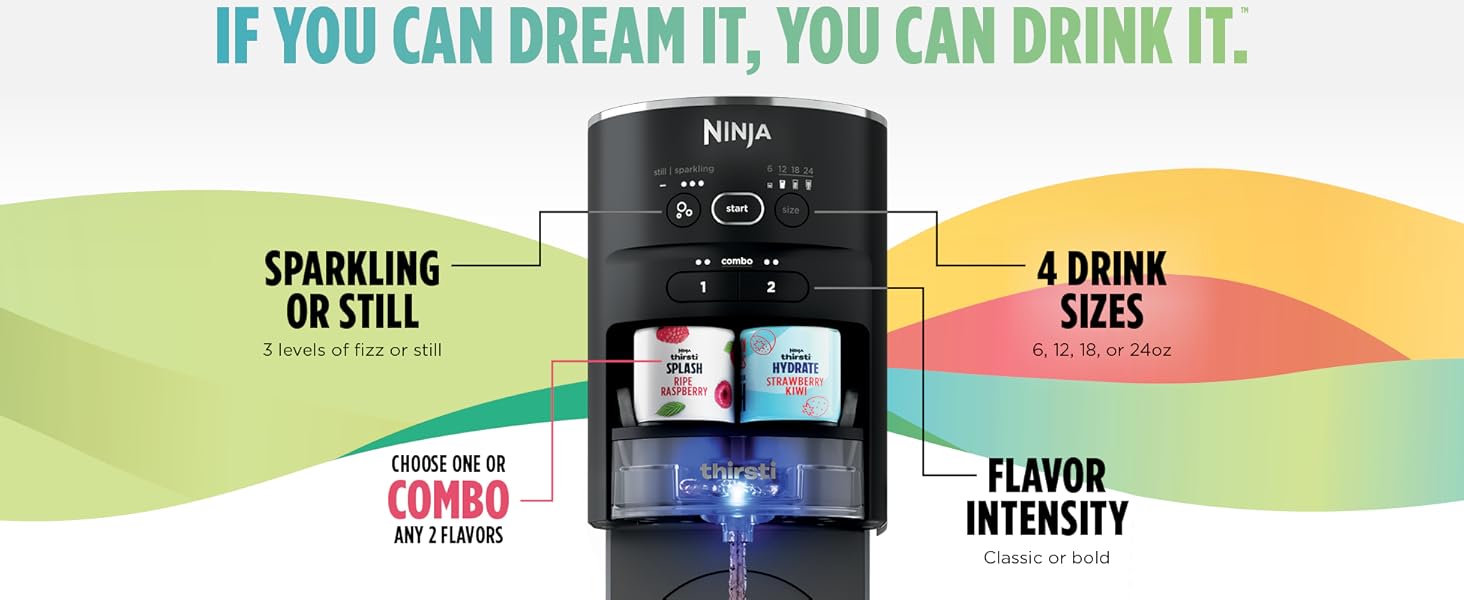 Amazon.com: Ninja Thirsti Drink System, Soda Maker, Create Unique Sparkling & Still Drinks ...