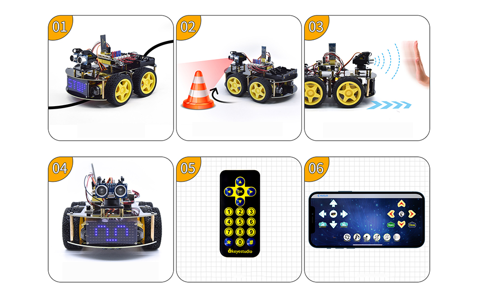 KEYESTUDIO Smart Robot Car Kit V3.0 voor Arduino IDE met Board, Line ...