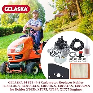 Amazon.com: GELASKA 14 853 49-S Carburetor Replaces Kohler 14-853-36-S, 14-853-43-S, 14-853-49-S ...