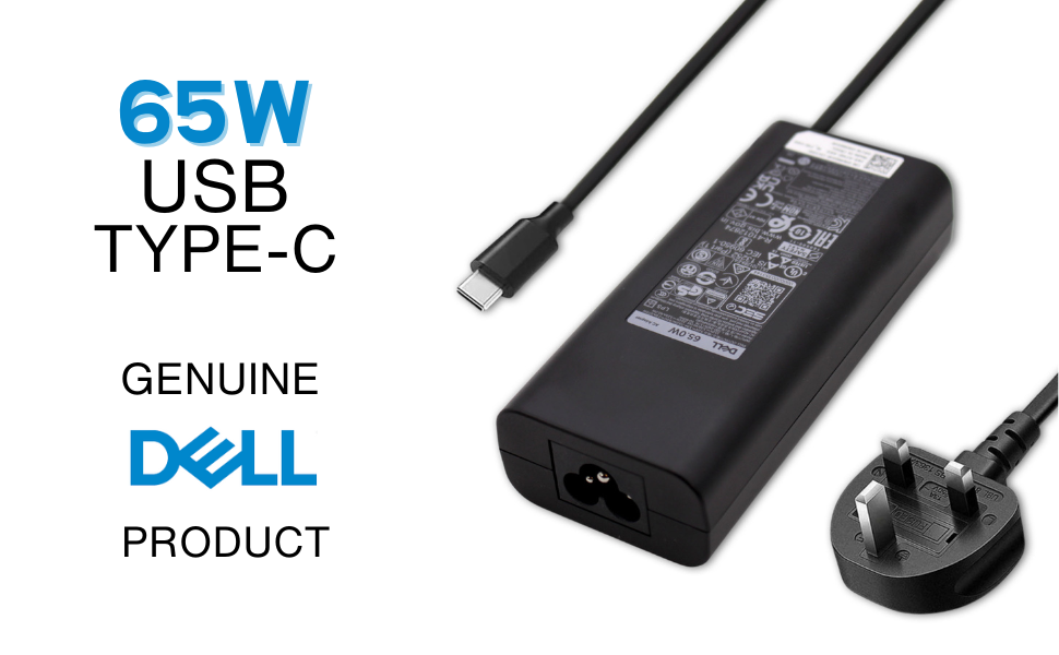 Genuine 65W USB-C Type C Charger Compatible with Dell HKA65NM200 65 Watt USB- Laptop AC Adapter ...