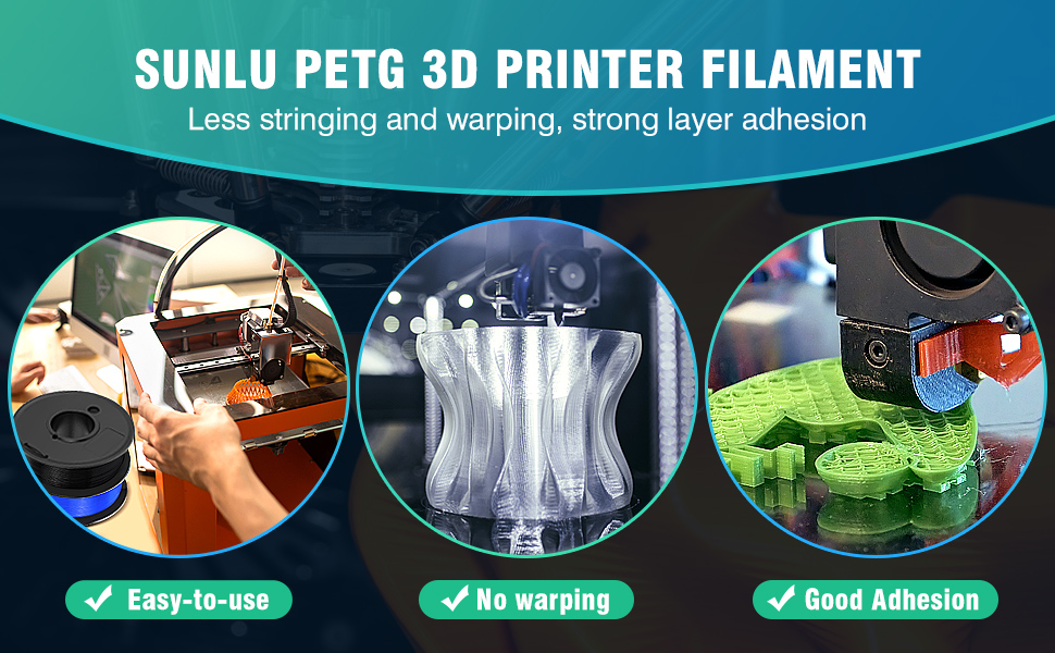 SUNLU - Filamento para impresora 3D, paquete de filamento PETG de 250 g, filamento PETG de 1,75 ...