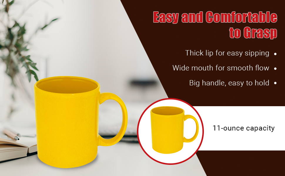 Amazon.com: Funny Guy Mugs Plain Yellow Ceramic Coffee Mug, Yellow, 11 ...