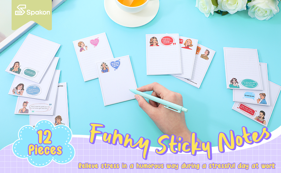 Amazon.com : Spakon 12 Pieces Funny Notepads for Coworkers Funny Sticky ...