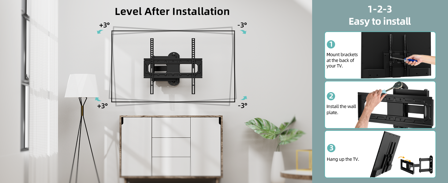 HCMOUNTING TV Wall Mount for Most 26-55 Inch TVs Full Motion Wall Mount TV Bracket Swivel & Tilt ...